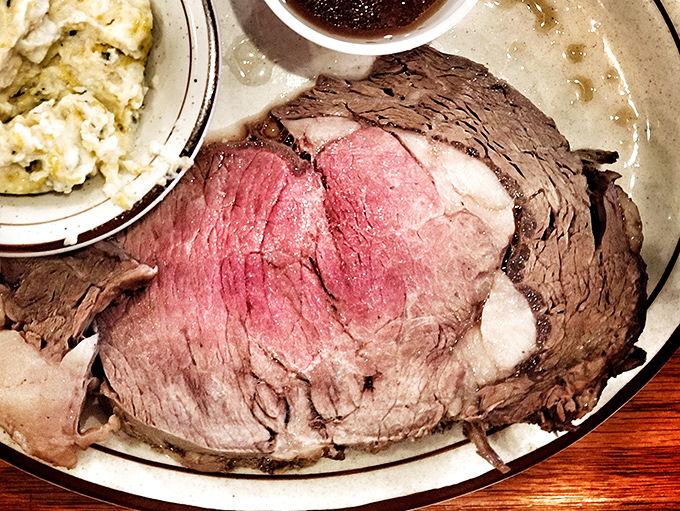 Prime rib so tender and perfectly cooked, it makes you wonder why you'd ever order anything else. The side of mashed potatoes isn't just a side—it's a co-star.