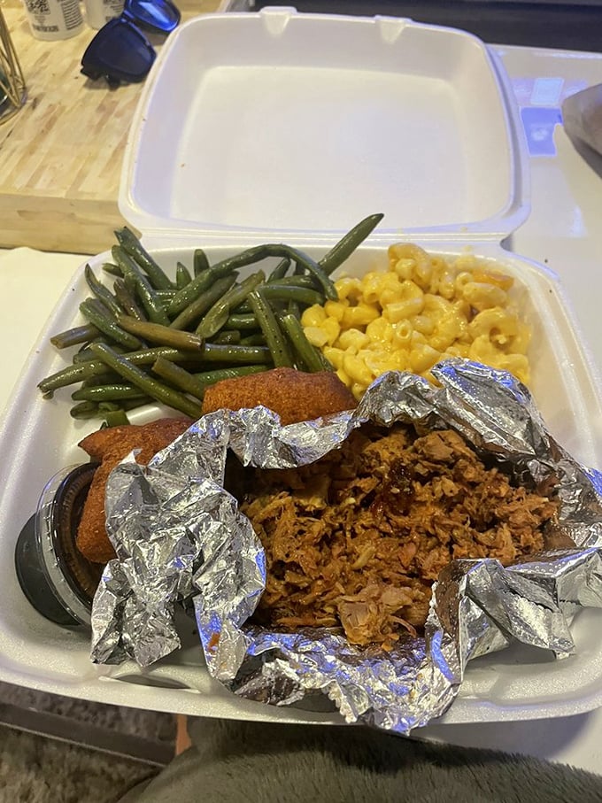 When your takeout container needs reinforcement, you know you've struck barbecue gold – this is comfort food at its finest.