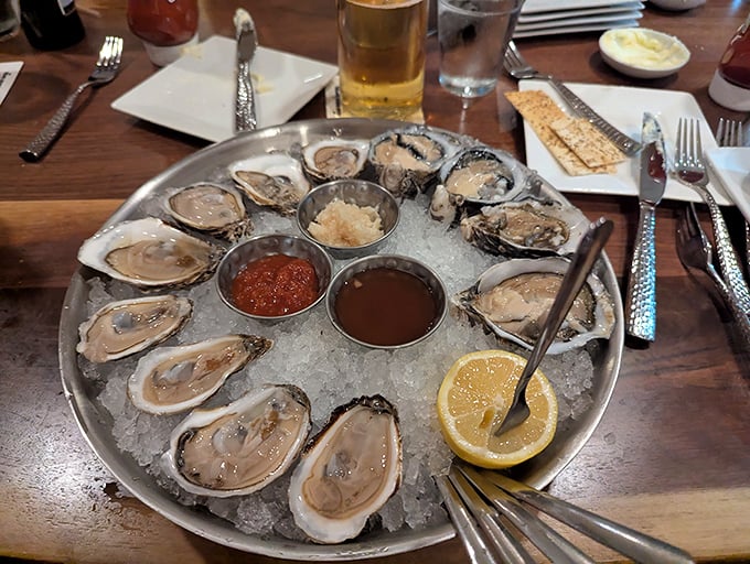 Fresh oysters on the half shell – nature's little ocean treasures served up Key West style.