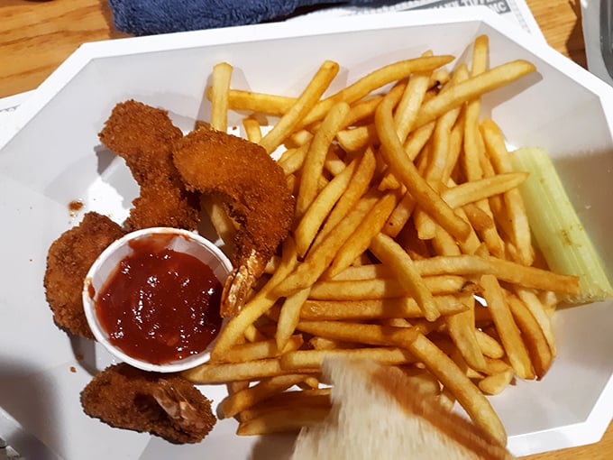 Golden shrimp and fries that prove landlocked Ohio knows a thing or two about seafood.