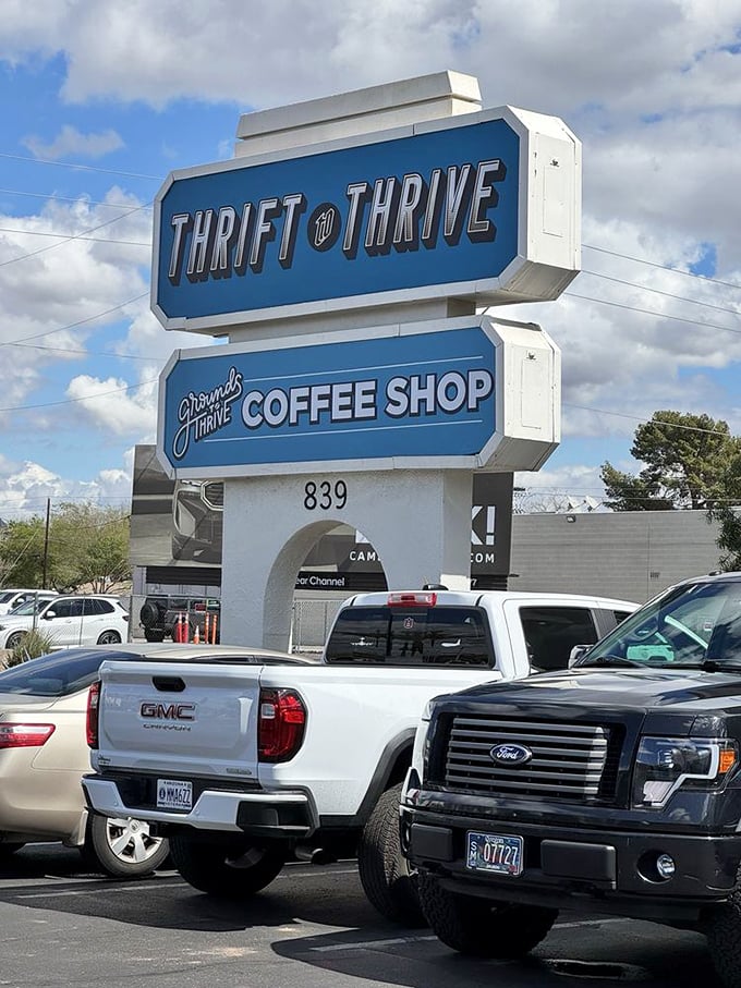 More than just shopping—Thrift to Thrive offers a coffee shop experience, turning bargain hunting into a full-day social affair.