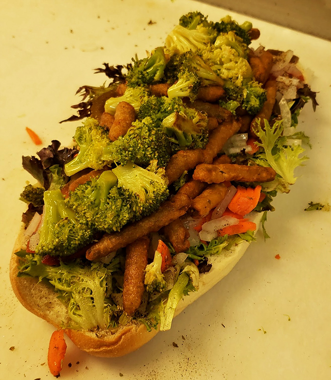 Even vegetarians get the royal treatment at Lorenzo's, where broccoli and veggies transform a simple roll into something extraordinary.