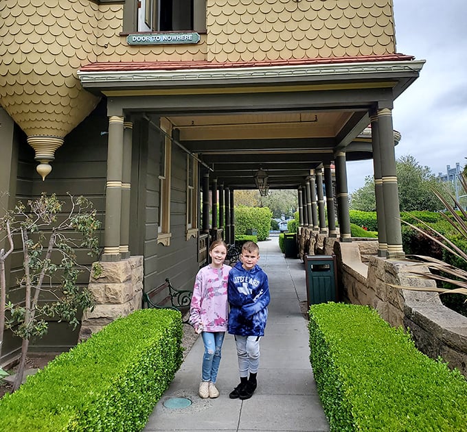 The famous "Door to Nowhere" offers visitors a literal dead end—thankfully, these explorers chose the path with actual steps.
