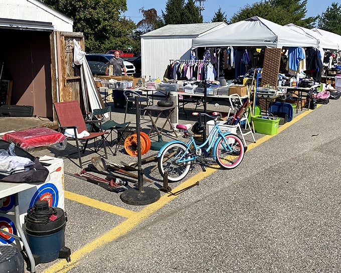 Shoes, bikes, and treasures galore – 8th Ave Flea Market spreads its wares like a garage sale thrown by the entire neighborhood.