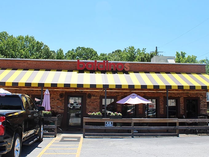 Baldinos' striped awning is like a circus tent for sandwich lovers—under it, truly spectacular feats of flavor await.