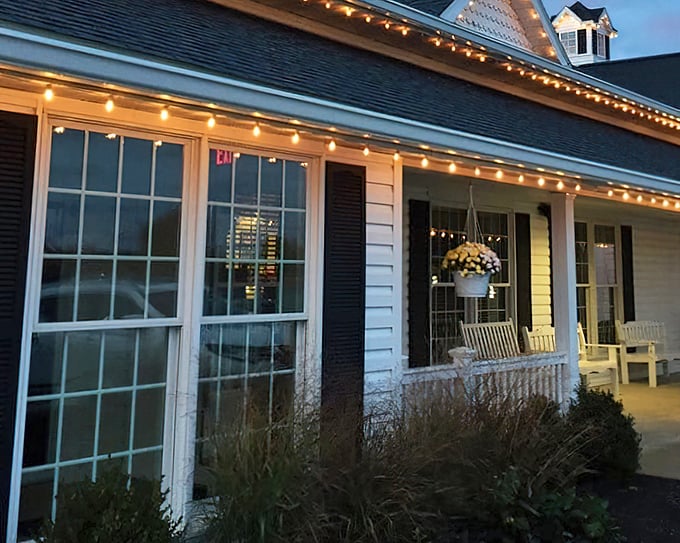 Berlin Farmstead's evening glow and string lights create dinner magic. Twinkly lights make everything taste better—it's science!