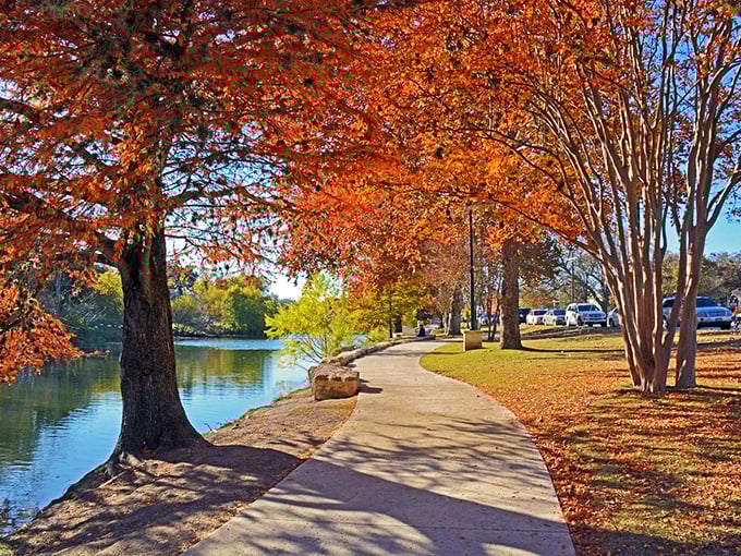 Boerne's riverside walking paths offer autumn colors that would make New England jealous—without the frostbite risk.