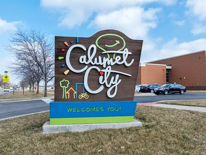 Calumet City's welcome sign pops with color and personality—just like the community it represents.