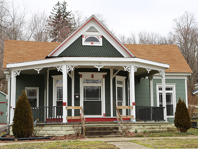 This Victorian charmer in Corydon has more gingerbread trim than Grandma's Christmas cookies! That porch is practically begging for a rocking chair.
