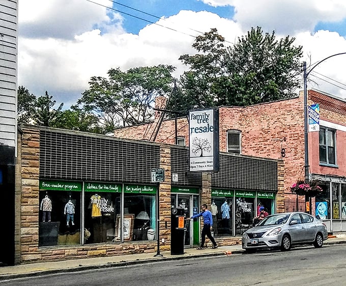Family Tree Resale's charming storefront blends into the neighborhood like an old friend. Inside, everyday treasures await new homes.
