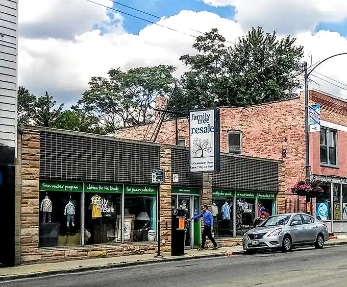 Family Tree Resale's charming storefront blends into the neighborhood like an old friend. Inside, everyday treasures await new homes.