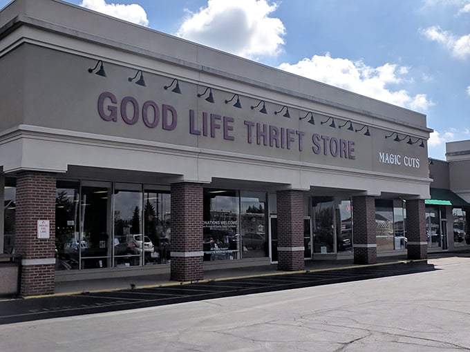Good Life Thrift Store's understated facade conceals a wonderland of gently-used gems waiting for their second act.