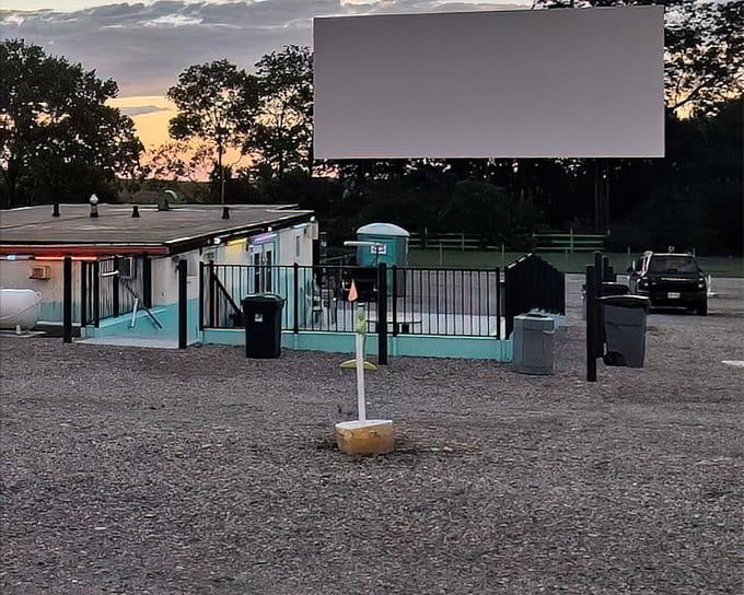 Skyview's massive screen waits patiently for darkness, promising an evening of larger-than-life entertainment.