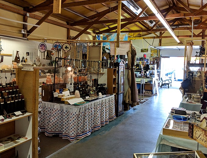 Jamie's indoor wonderland awaits! Rows of vendor stalls showcase decades of collectibles waiting for their second chapter.