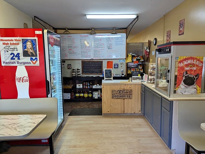 KT's Dog House interior feels like stepping into a friendly neighbor's kitchen – if that neighbor happened to make incredible hot dogs.