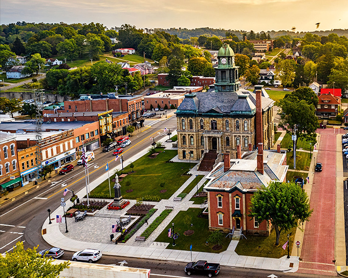 Historic heart! Millersburg's courthouse square looks like it belongs on a postcard—or at least your Instagram feed. 