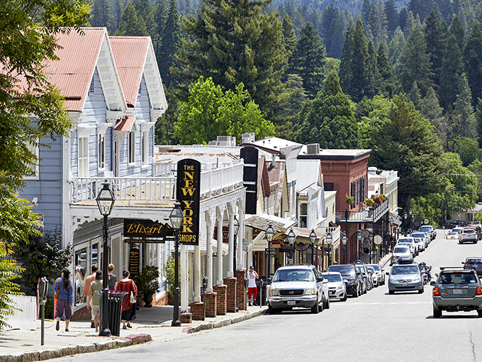 Nevada City's historic downtown looks like it's waiting for a gold miner to tie up his horse outside these perfectly preserved buildings.