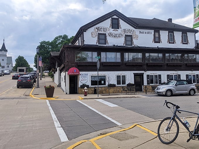 Charming streets lined with historic buildings invite you to stroll, shop, and savor the warm, welcoming spirit of New Glarus.