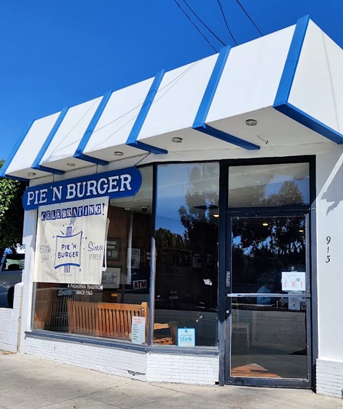 Pie 'n Burger's unassuming storefront is like a secret handshake – only those in the know realize burger greatness awaits behind that blue-trimmed entrance.