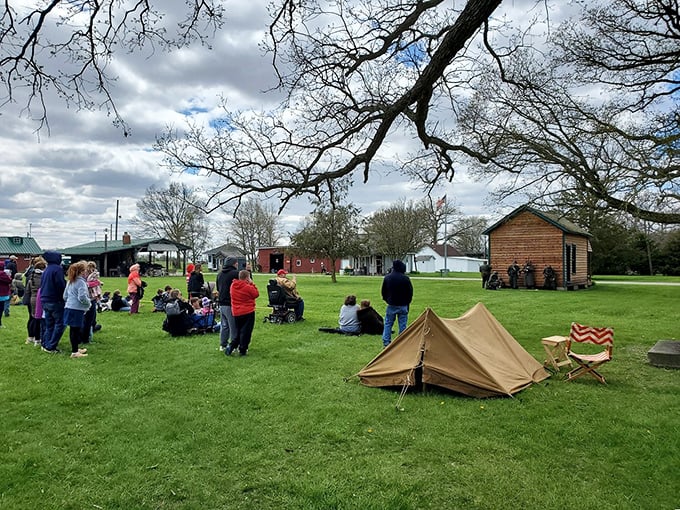 Barns and wooden structures dot the landscape at Auglaize Village—where "farm-to-table" wasn't a trend, it was just called "dinner."