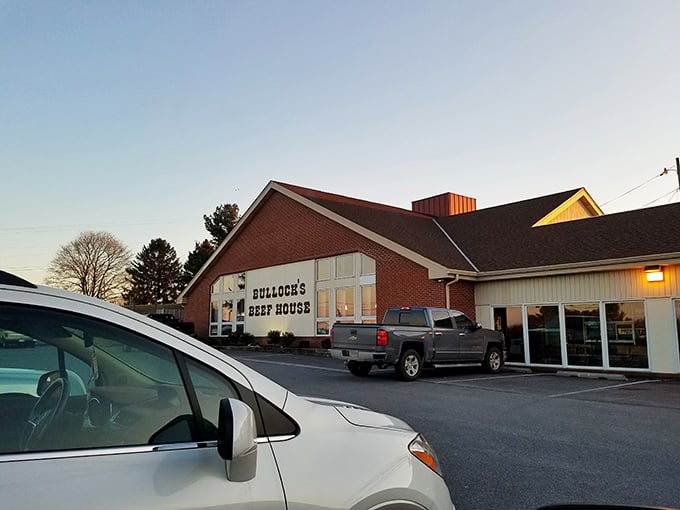 The sunset casts a golden glow on Bullock's Beef House. For generations, this unassuming building has been where Marylanders celebrate life's big moments—one plate at a time. 