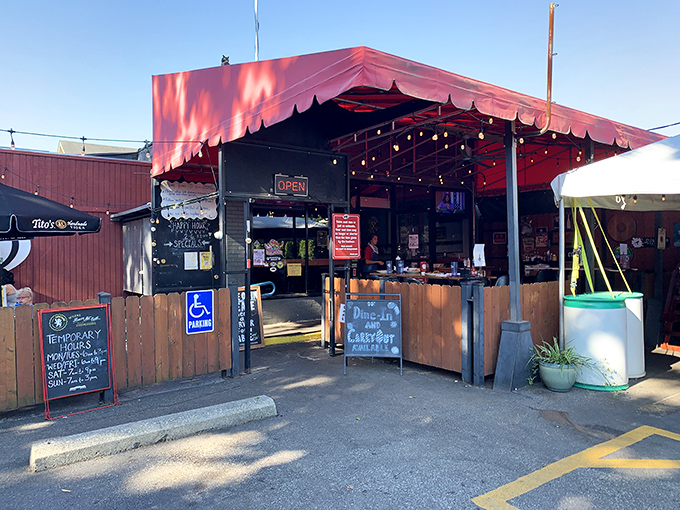 DK Diner (Grandview Heights): Open-air dining under a cheerful red canopy – where breakfast potatoes have achieved legendary status among Columbus food lovers.