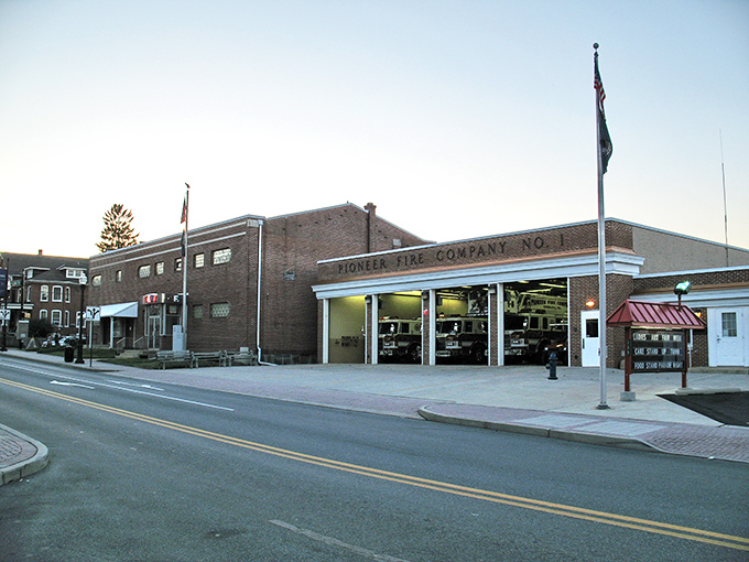 The Pioneer Fire Company in Ephrata stands ready to serve. Even in Amish country, modern emergency services are part of community life.