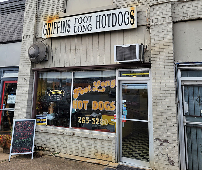 The sign says it all—footlong hot dogs served with a side of nostalgia in this beloved Chattanooga institution.
