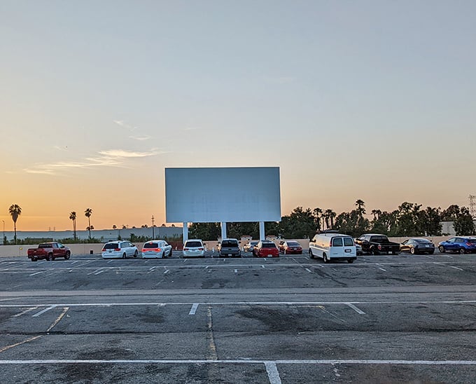 "Did you bring the popcorn?" Families create their own VIP seating arrangements at Paramount Drive-In's spacious lot.