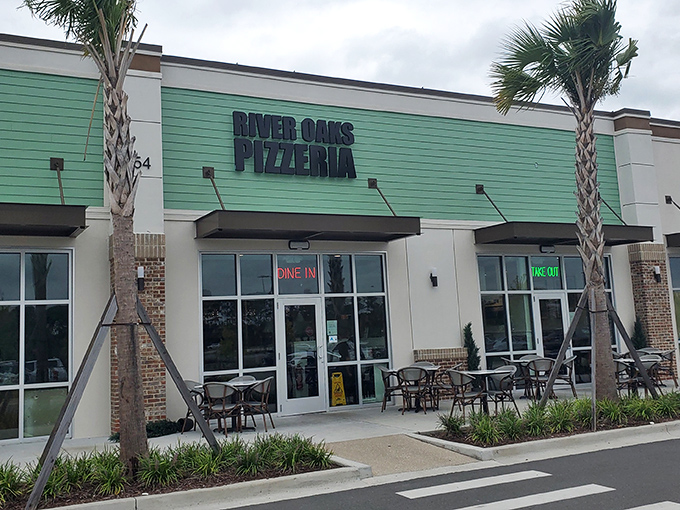 Fresh, modern, and inviting – River Oaks offers a pizza oasis amid Myrtle Beach's seafood scene. The outdoor seating looks mighty tempting.