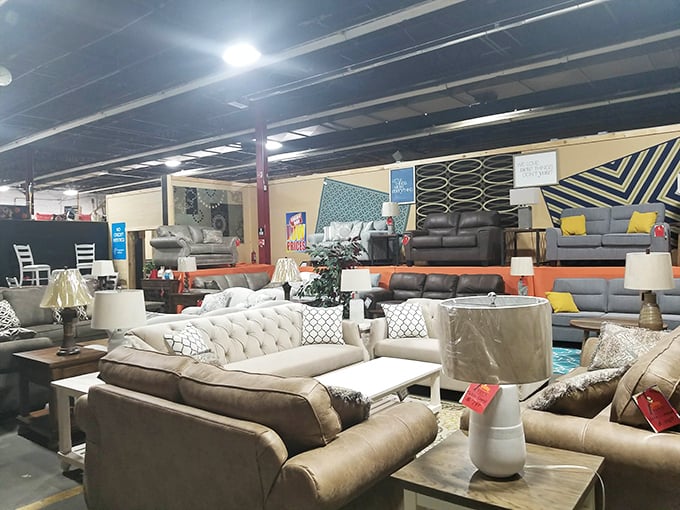 Elegant furniture displays show the upscale side of flea market finds – champagne taste on a root beer budget!