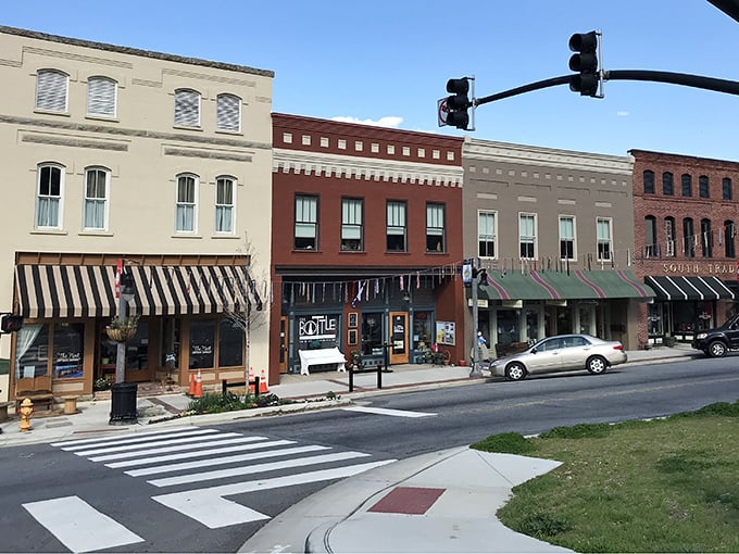 Small-town squares where community gatherings have happened for generations of mountain families.
