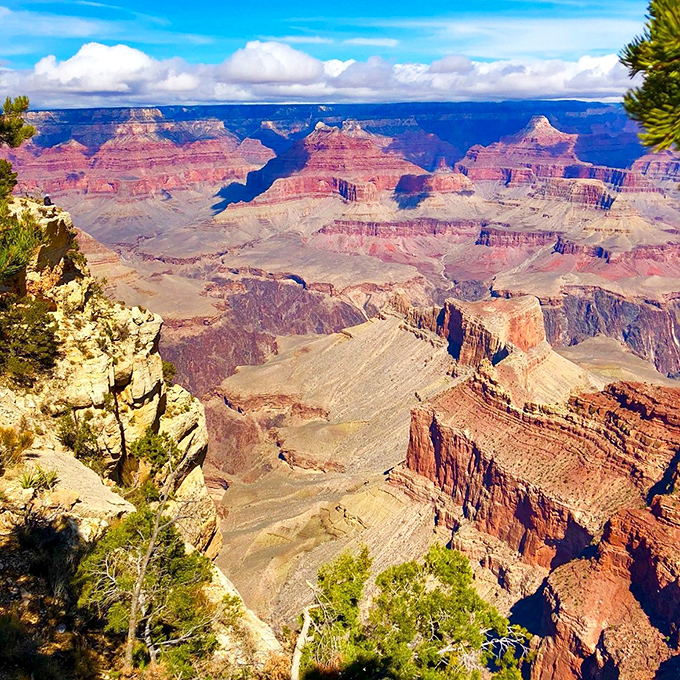 The Grand Canyon's majestic layers unfold like nature's greatest masterpiece, just a short drive from the charming town of Williams.