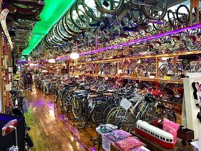 Neon lights transform the space into a psychedelic bicycle dreamscape. It's Studio 54 for Schwinns—minus the velvet rope.