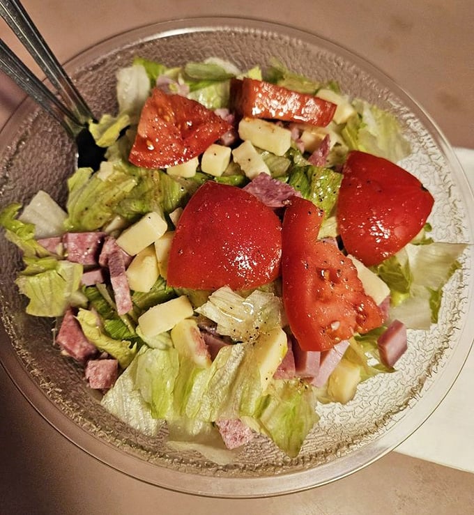 The antipasto salad: where vegetables become interesting enough to compete with pizza. A colorful supporting actor that sometimes steals the show.