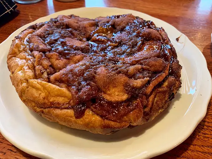 The legendary Apple Pancake – a caramelized monument to breakfast excess that arrives still sizzling and could easily feed a family of four.