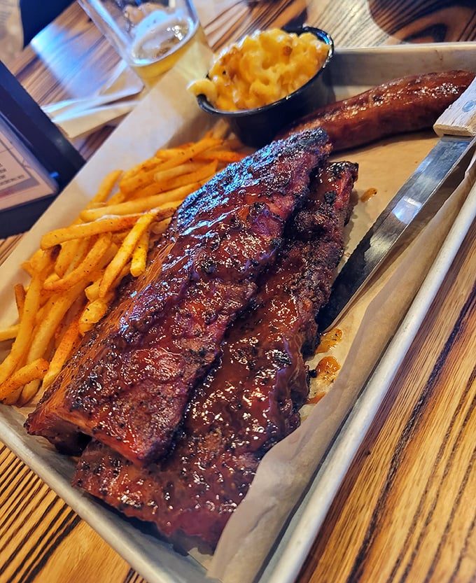 St. Louis ribs with the perfect bite—not falling off the bone (that's overcooked!), but surrendering with just enough resistance to remind you they're worth the effort.