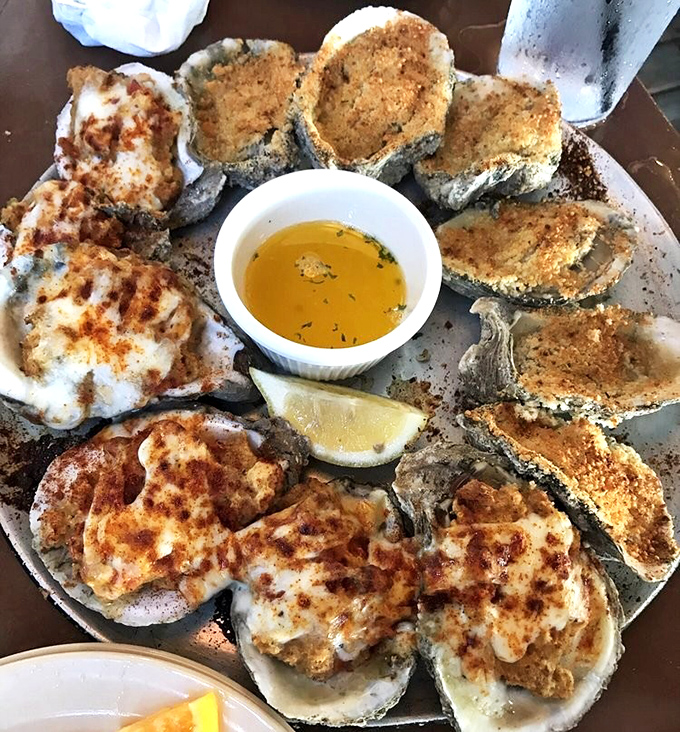 Oysters wearing their Sunday best—part broiled, part baked, all delicious in that "I-can't-believe-I-waited-this-long-to-try-these" way.