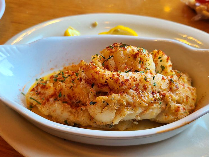 Baked whitefish that practically whispers "I was swimming this morning." Simple preparation lets the lake's natural bounty shine.