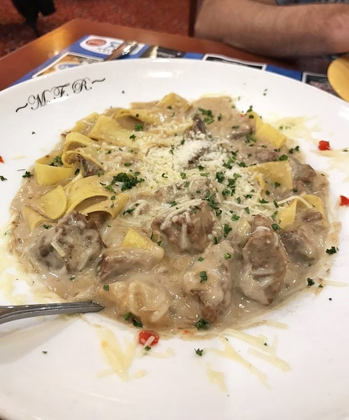 Beef stroganoff that would make a Russian czar weep with joy—tender chunks of beef luxuriating in a sauce so rich it probably owns beachfront property.