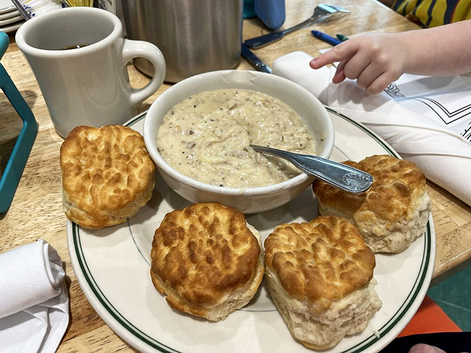 These aren't your average biscuits—they're cloud-like vessels for gravy transportation. Southern comfort food that gives grandma's recipe a run for its money.
