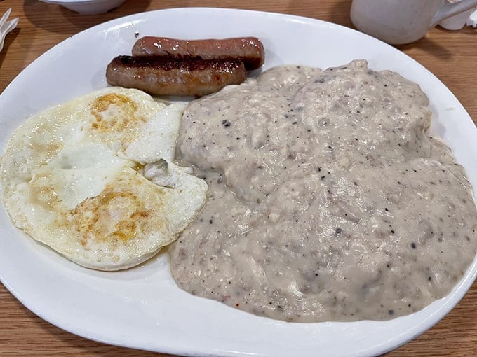 Biscuits and gravy: the Southern comfort dish that's found its spiritual home in Temecula. That pepper-speckled gravy isn't just food—it's an experience.