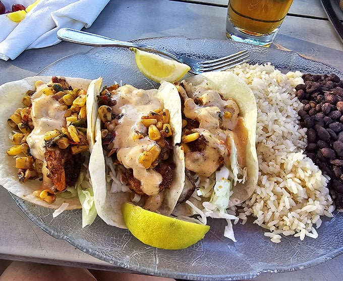 These blackened shrimp tacos aren't just a meal – they're Florida's coastal bounty wrapped in a tortilla hug with all the fixings.