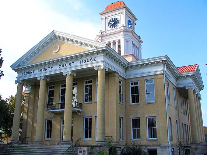The Blount County Courthouse isn't just government architecture—it's a statement piece that says, "Yes, we take our columns and democracy equally seriously."