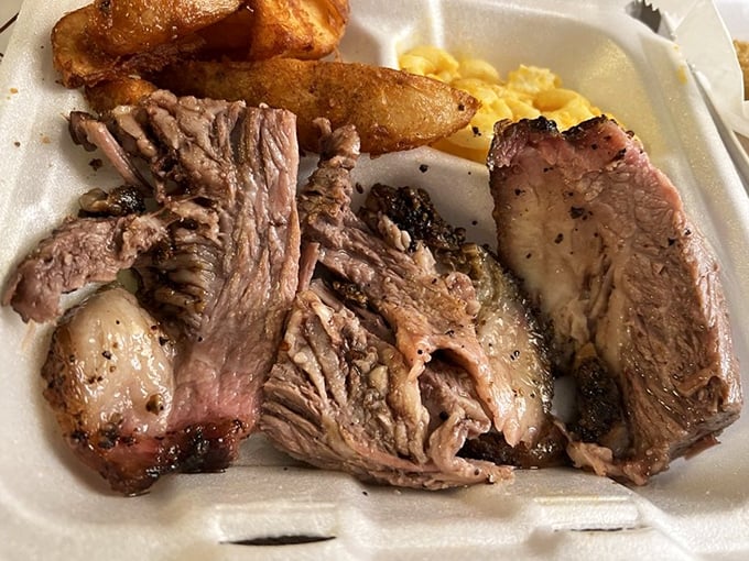 Brisket that doesn't need a filter – those smoke rings are the real deal, a testament to hours of low-and-slow dedication.