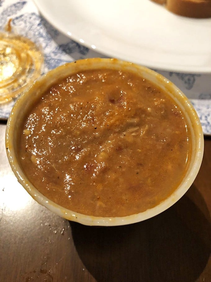 Brunswick stew that looks humble but tastes legendary—a thick, hearty Georgia classic that's comfort in a bowl.