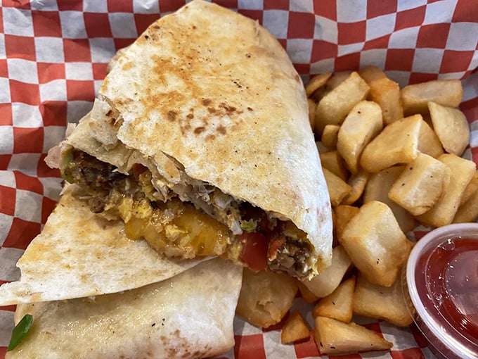 This burrito doesn't just speak to your hunger—it serenades it with melted cheese, seasoned meat, and a perfectly crisped exterior.