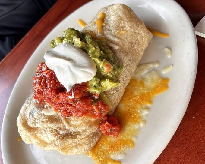 Behold the breakfast burrito in all its glory – perfectly wrapped, generously filled, and ready to change lives.