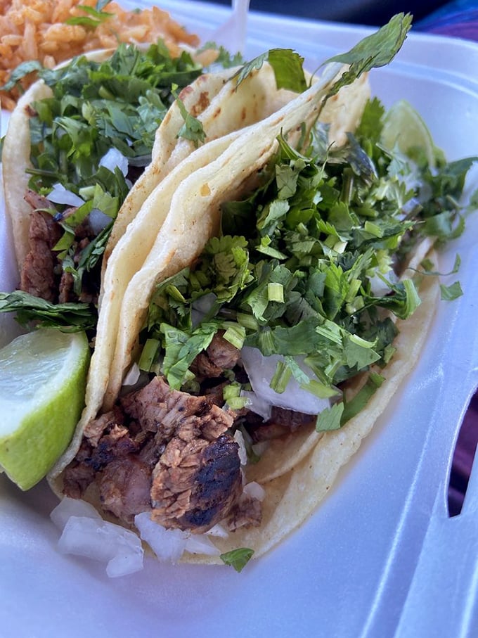 These tacos don't need a passport to deliver authentic flavor—just fresh cilantro, onions, and perfectly seasoned meat.