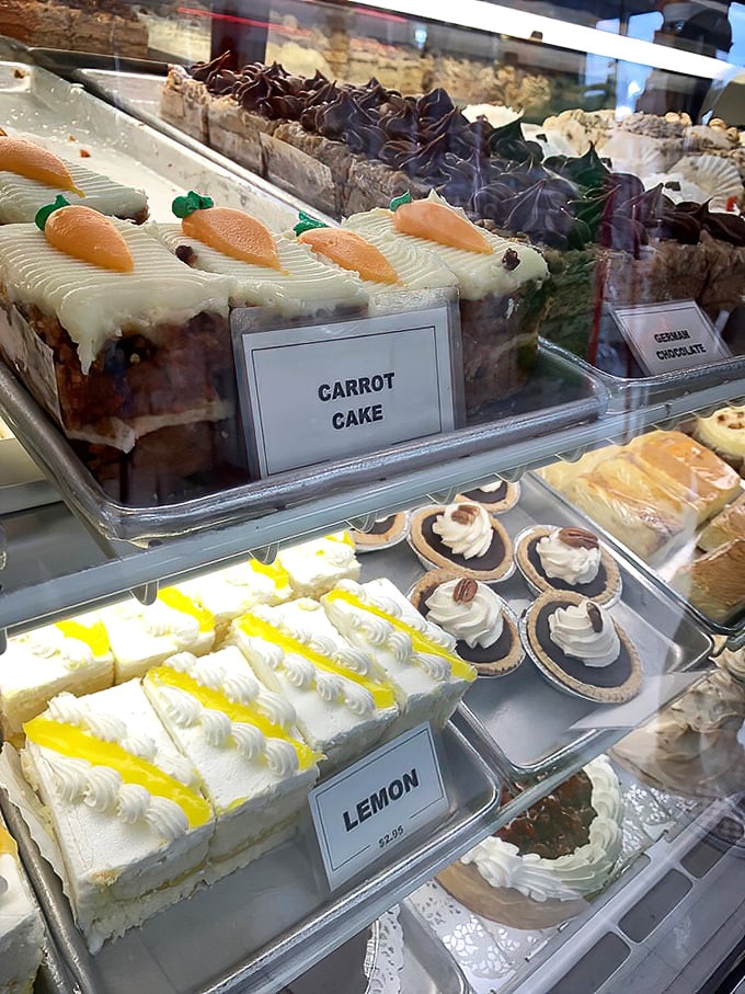 Carrot cake that actually tastes like someone cared. Those little decorative carrots aren't just cute – they're promising you've found the real deal among a world of imposters.
